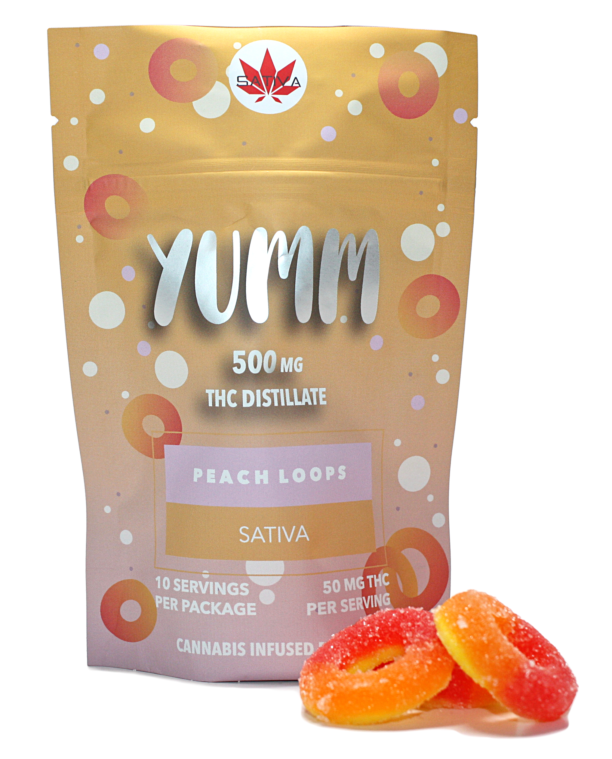 Yumm – PEACH LOOPS 500MG: Sativa or Indica – Buds Master Niagara Falls